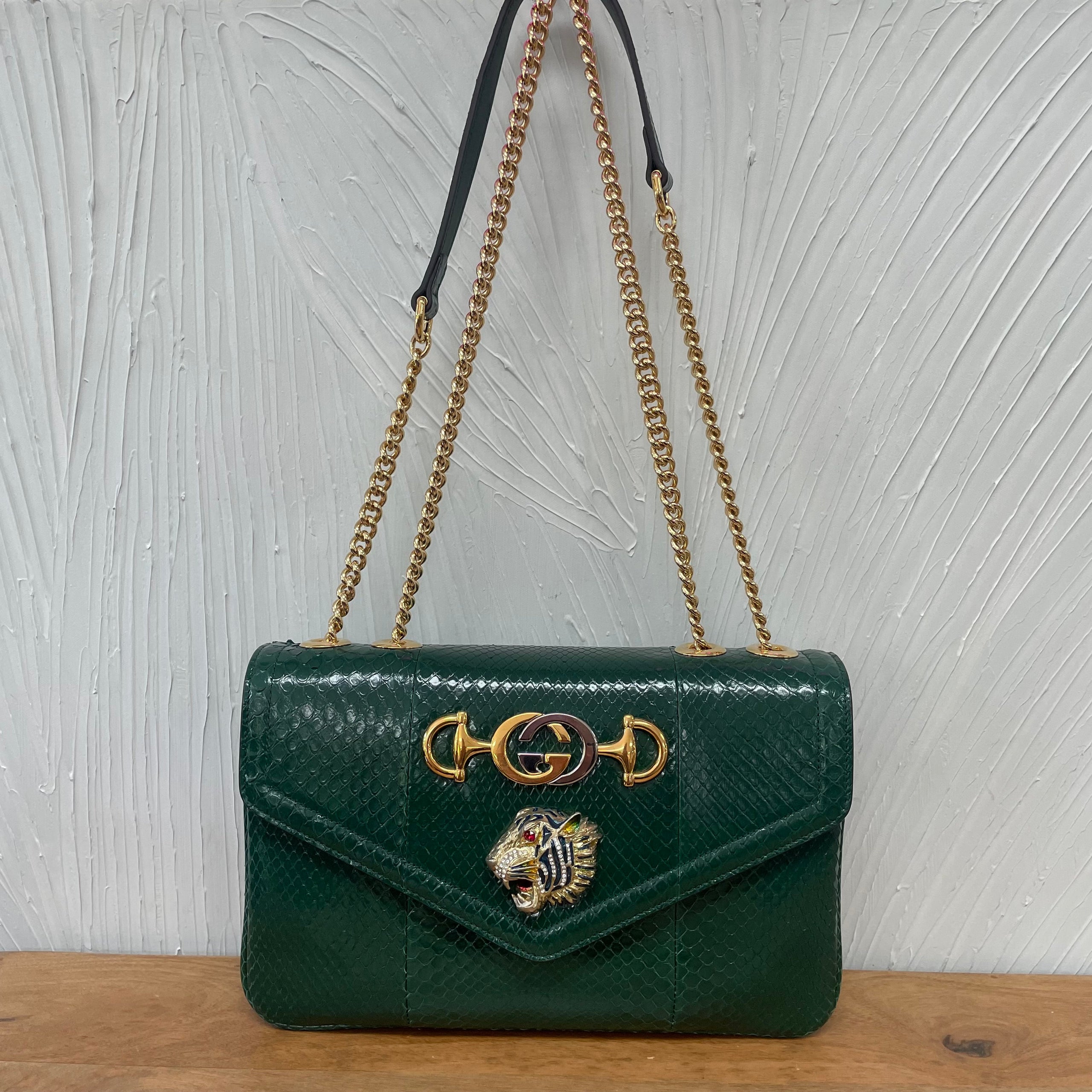 Gucci Lizard Embellished Shoulder Chain Crossbody Bag | Detox Designer Resale Boutique
